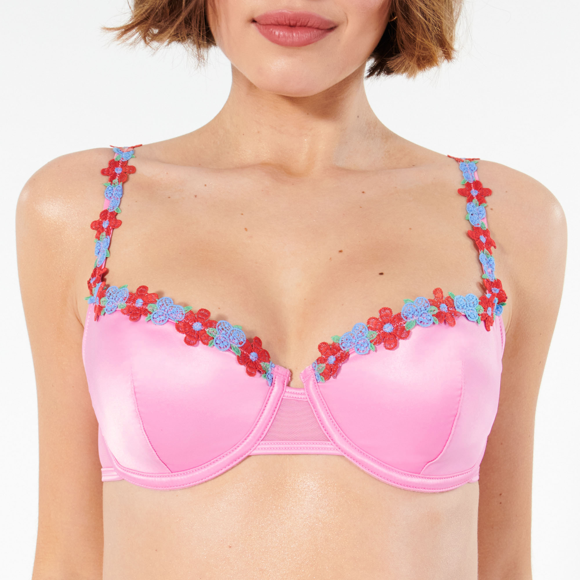 Satin padded bra - light pink - Undiz